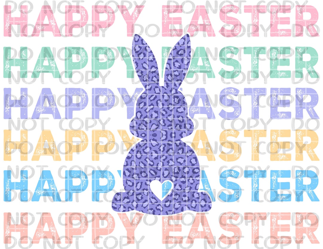 Happy Easter Pastel With Purple Cheetah Print Bunny - Etsy