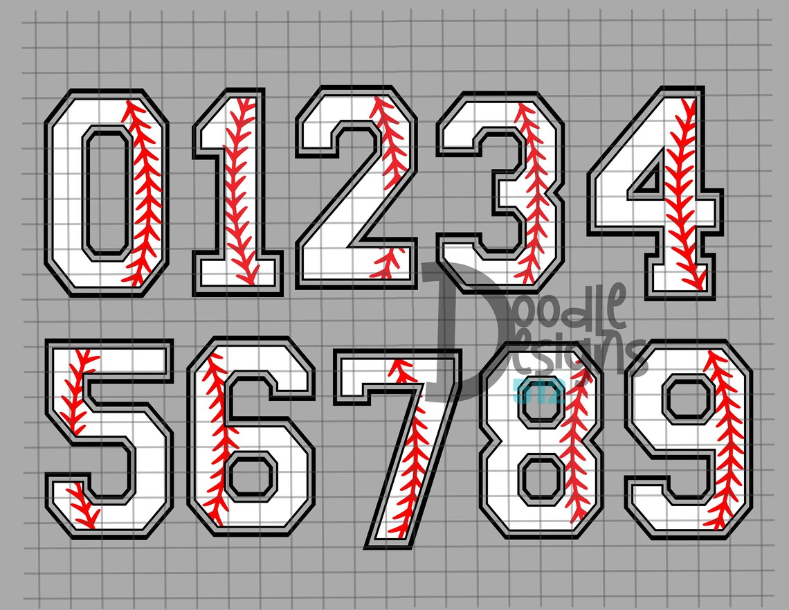 Baseball Numbers PNG - Etsy