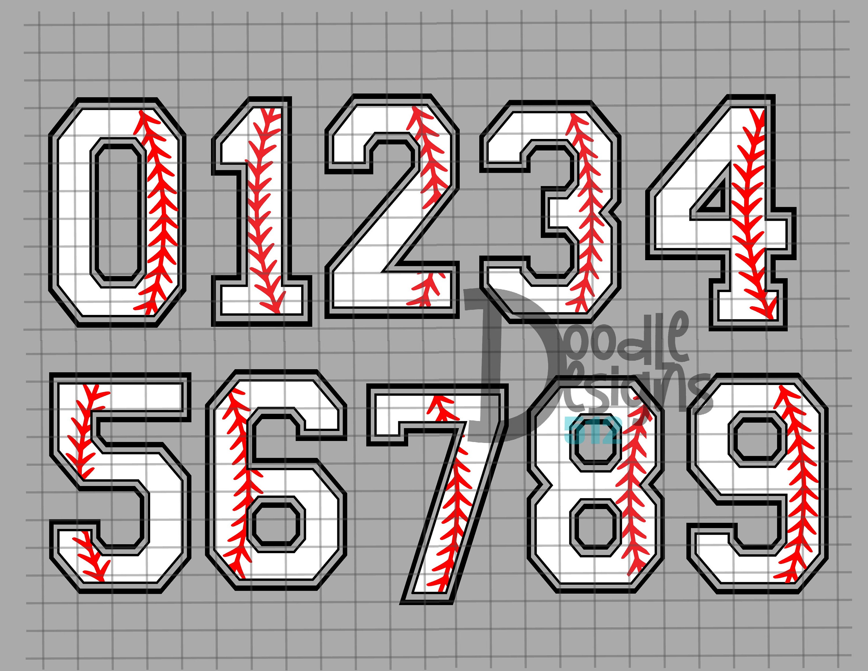 Baseball Numbers PNG - Etsy