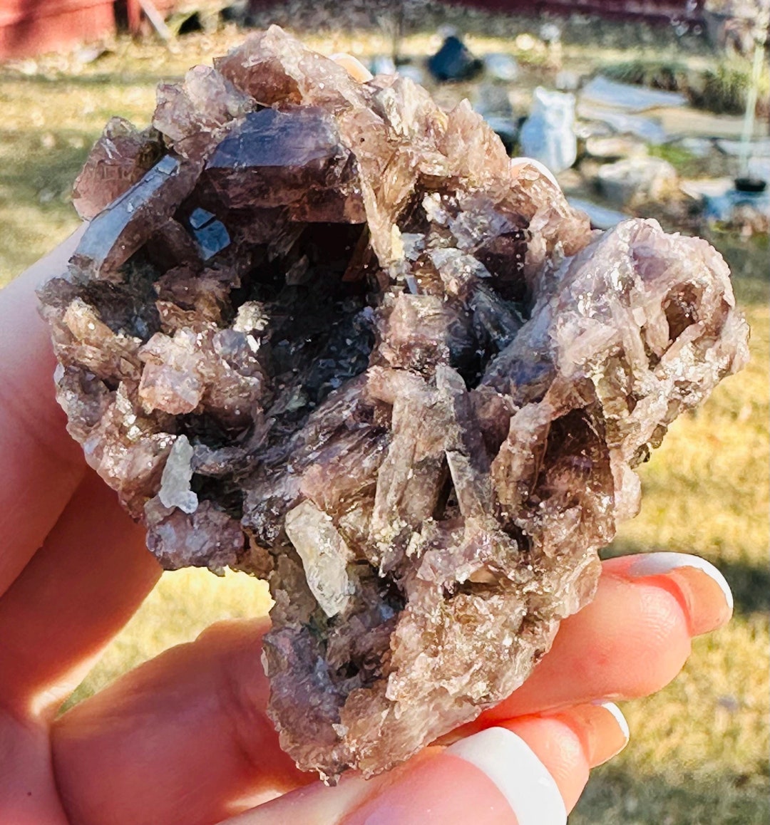 155 Grams of Axinite Crystal Bunch With Quartz Over Epidote Matrix From ...