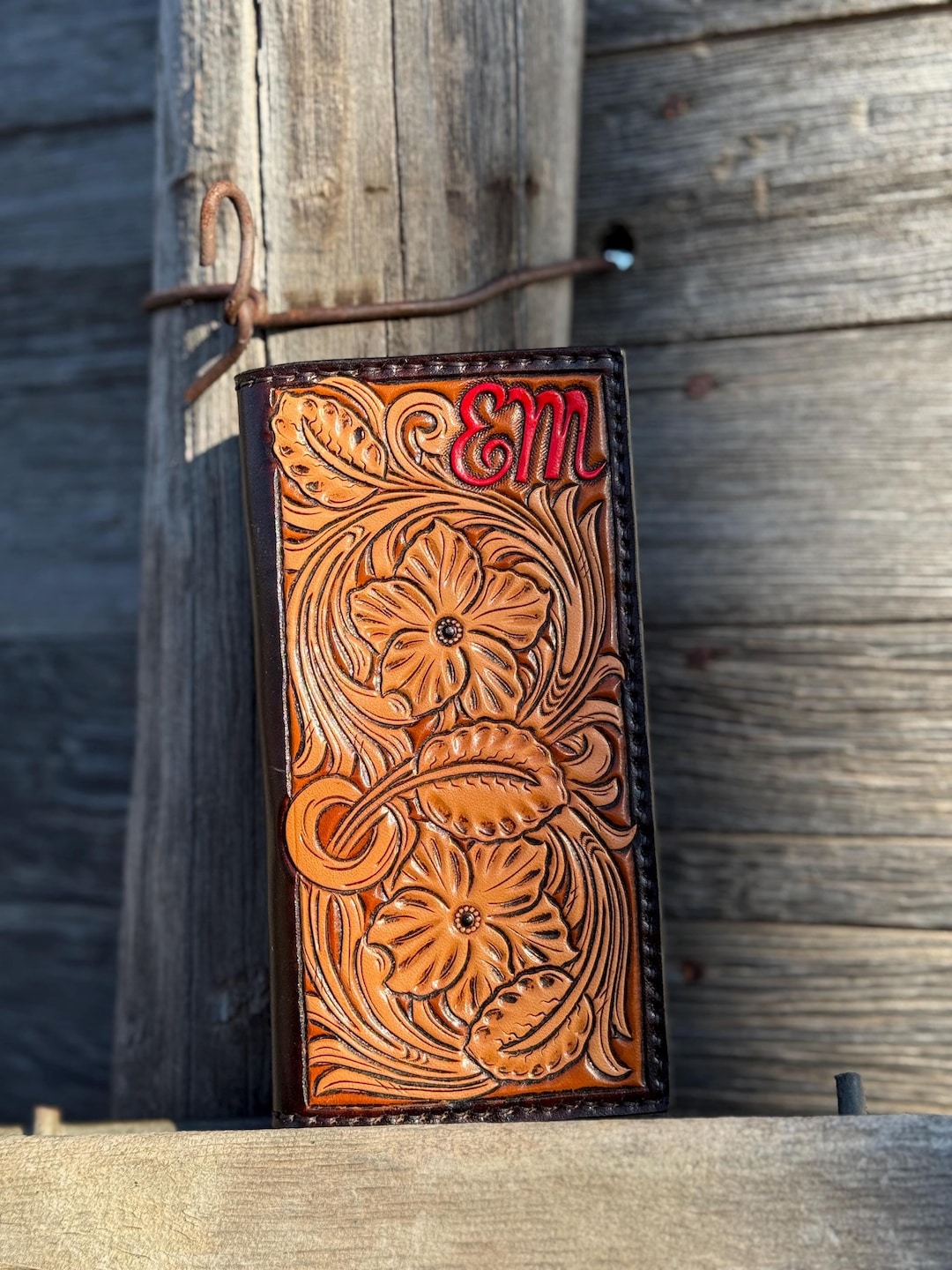 Custom Hand Tooled Leather Roper Wallet - Etsy