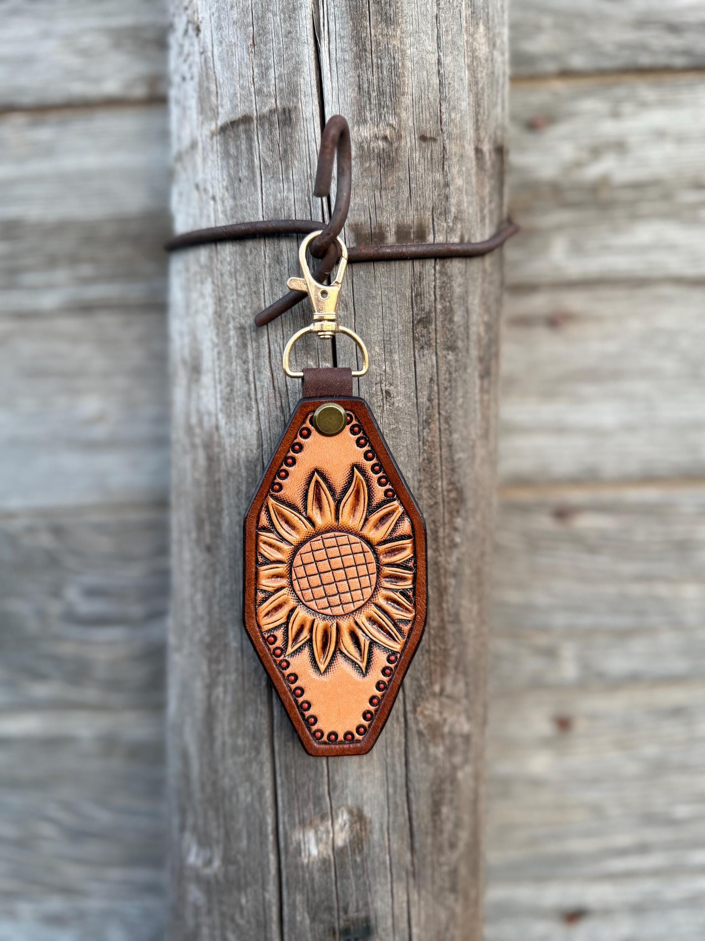 Hand Tooled Leather Keychains - Etsy