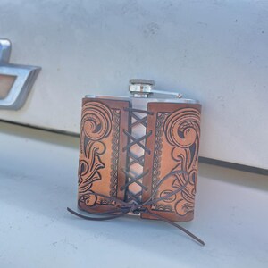 Genuine Tooled Leather Flasks - Etsy