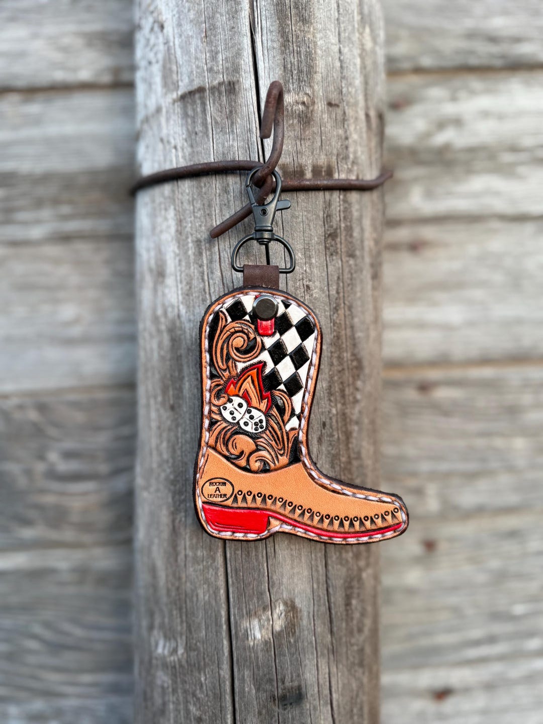 Leather Tooled Boot Keychains - Etsy