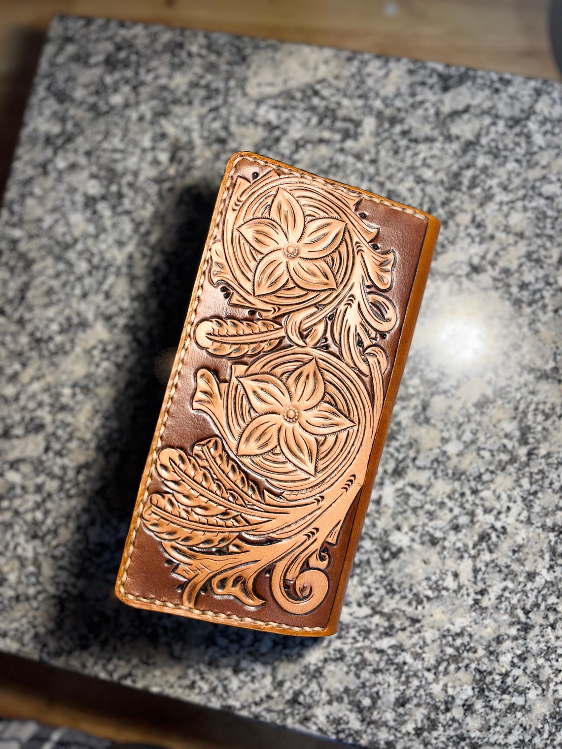 Hand Tooled Leather Roper Wallet - Etsy