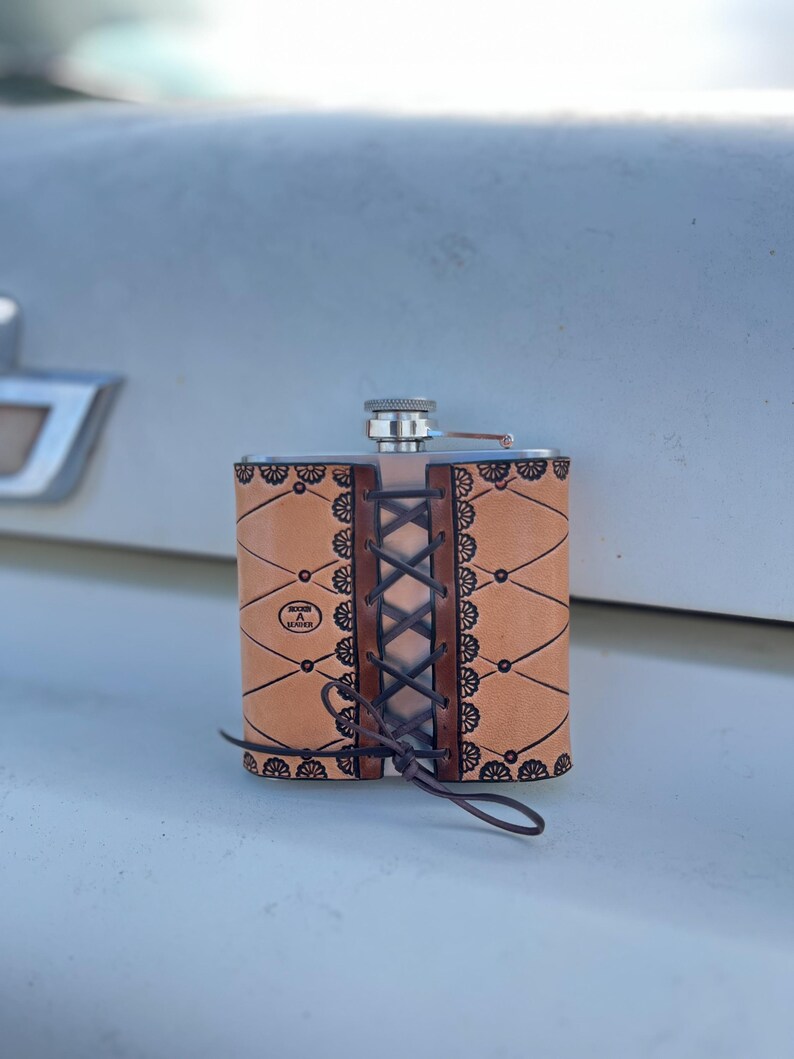 Genuine Tooled Leather Flasks - Etsy