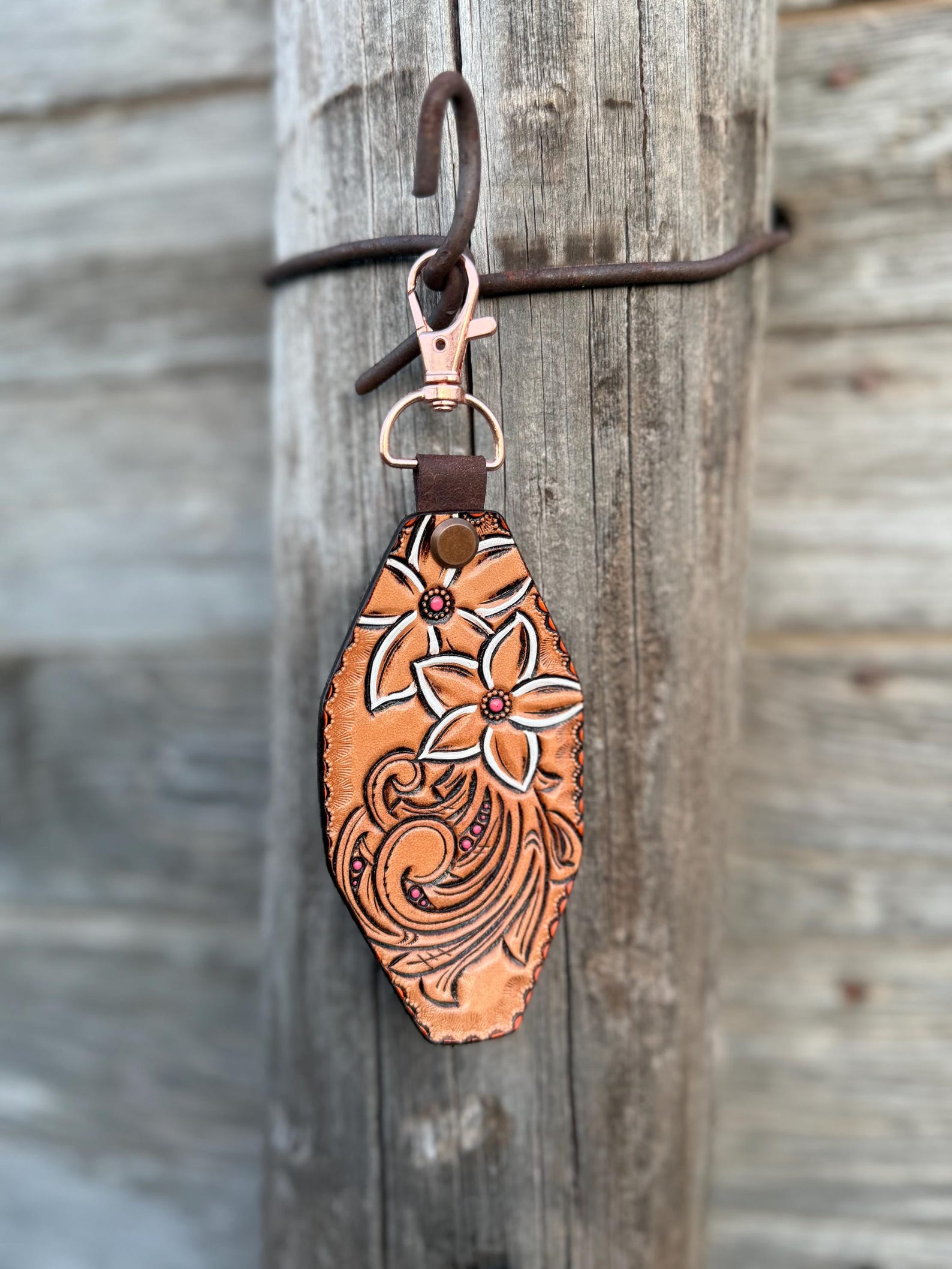 Hand Tooled Leather Keychains - Etsy