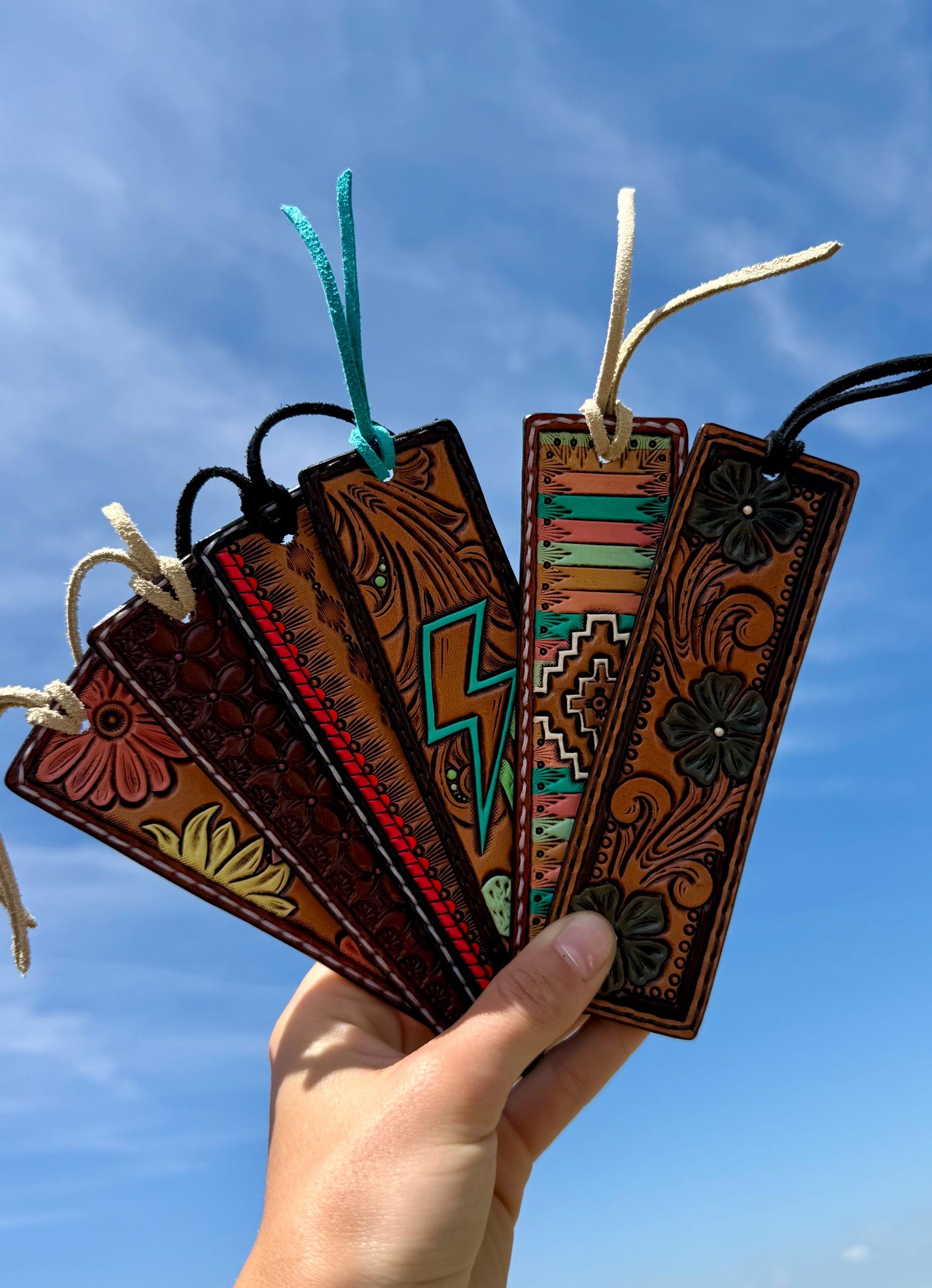 Hand Tooled Leather Bookmarks - Etsy