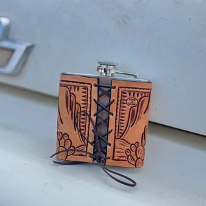 Genuine Tooled Leather Flasks - Etsy