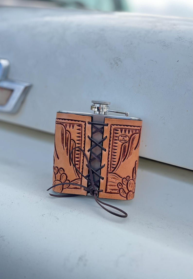 Genuine Tooled Leather Flasks - Etsy