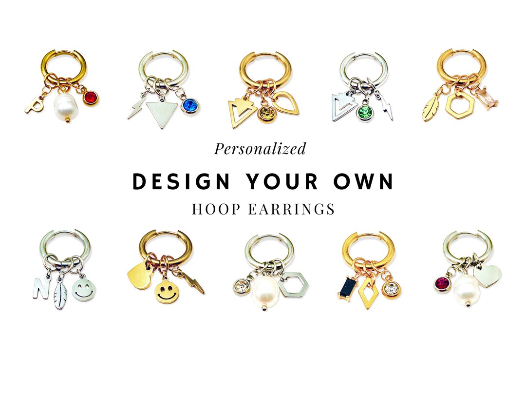 18k Gold Hoops, Design Your Own Hoops, Build Your Own, Dainty Earrings ...
