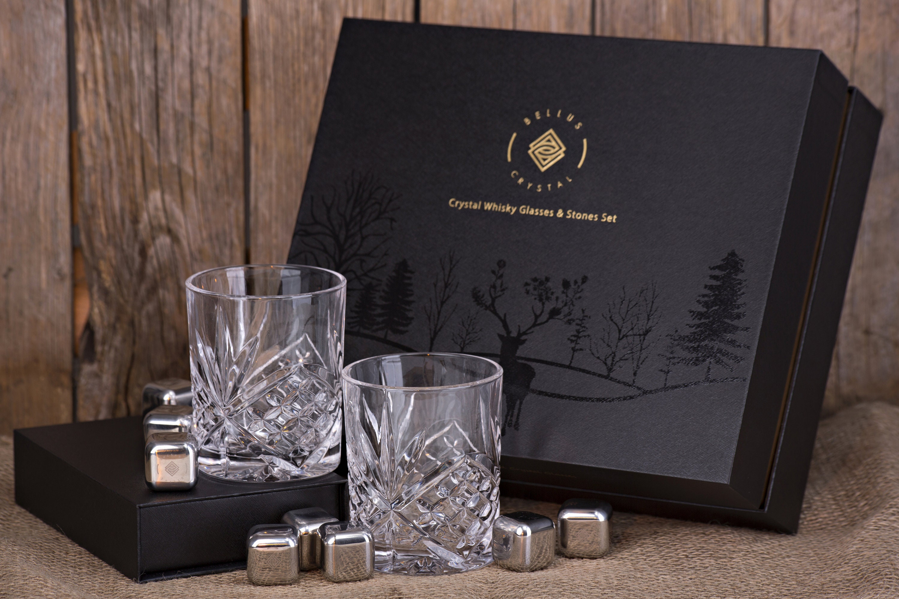 Whisky Glass Gift Set Rock Glass Set Etched Glass Highball Glass Set ...