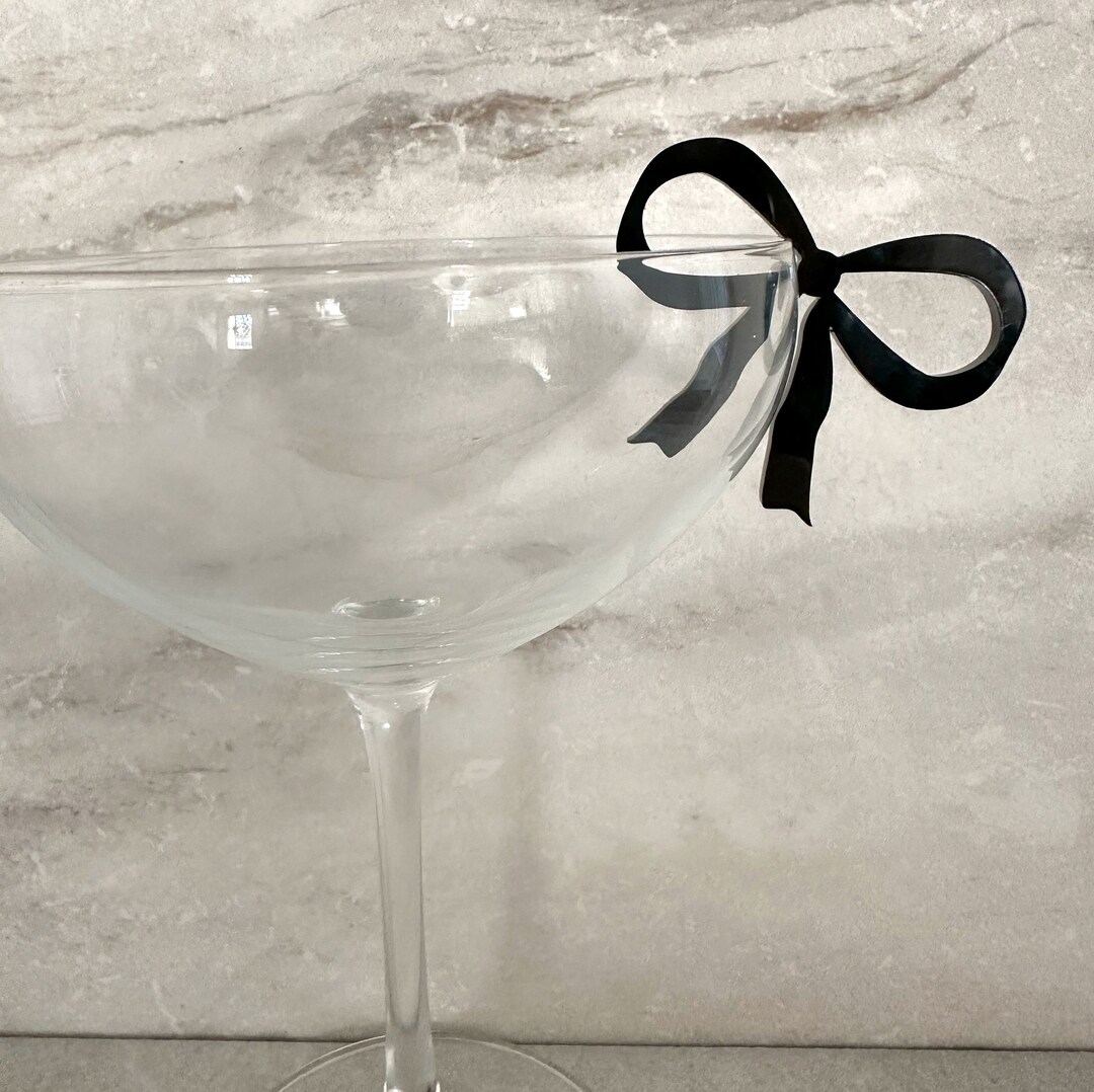 Acrylic Bow Drink Clip, Bow Drink Marker, Coquette Drink Clip, Coquette ...