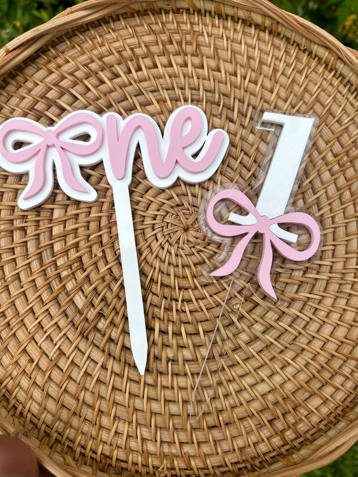 One Year Old Birthday Cake Topper, Bow Cake Topper, Bow Cake, Bow ...