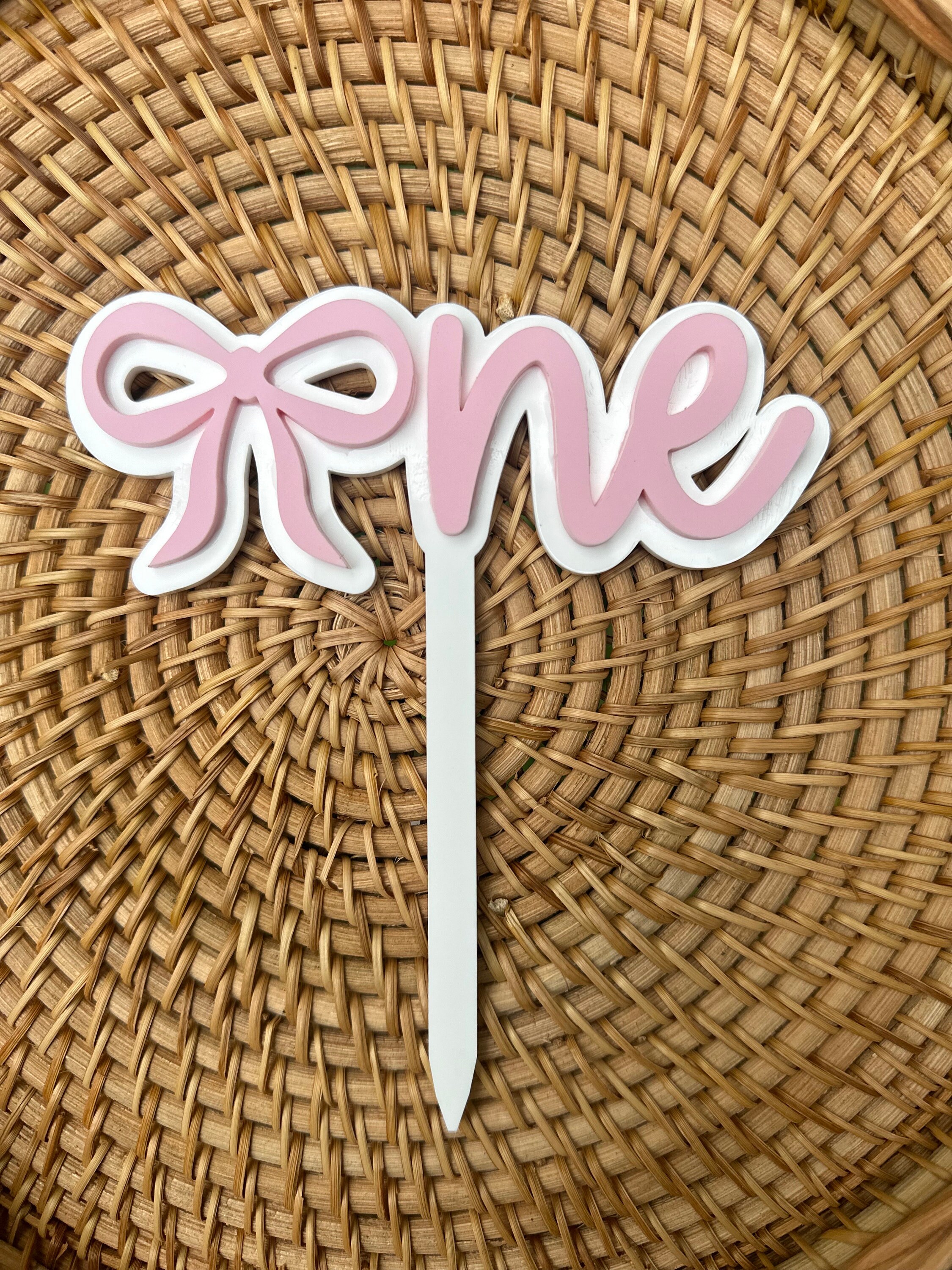 One Year Old Birthday Cake Topper, Bow Cake Topper, Bow Cake, Bow ...