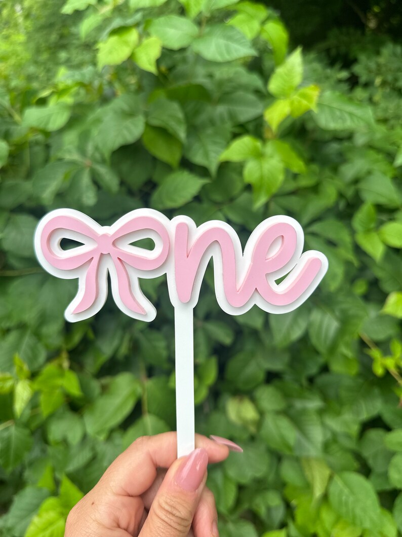 One Year Old Birthday Cake Topper, Bow Cake Topper, Bow Cake, Bow ...