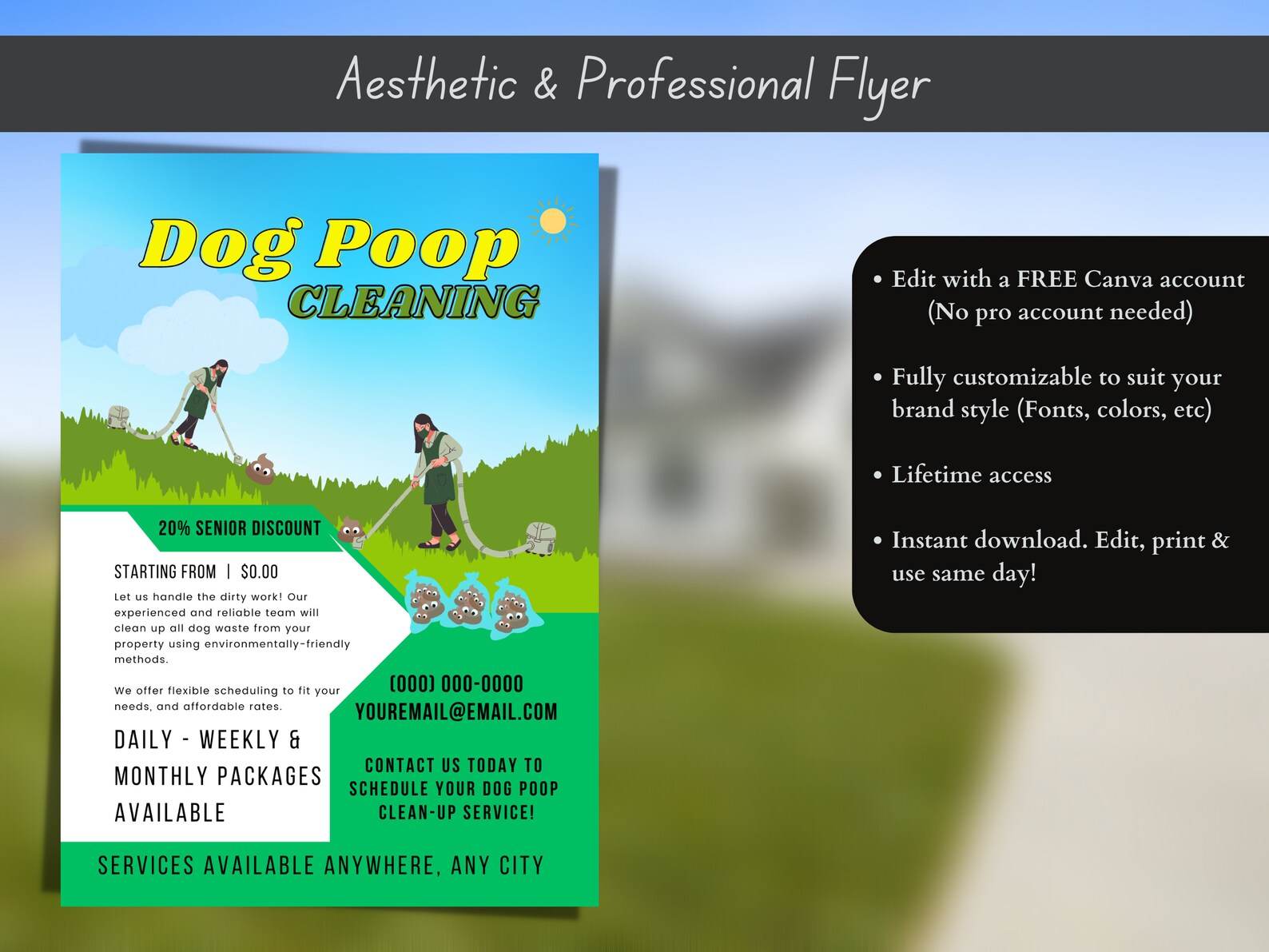 Printable Dog Poop Clean up Flyer Dog Waste Removal Flyer Dog Poop ...