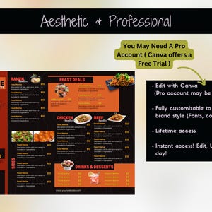 Printable Noodle Menu Template Editable Food Menu Template Restaurant ...