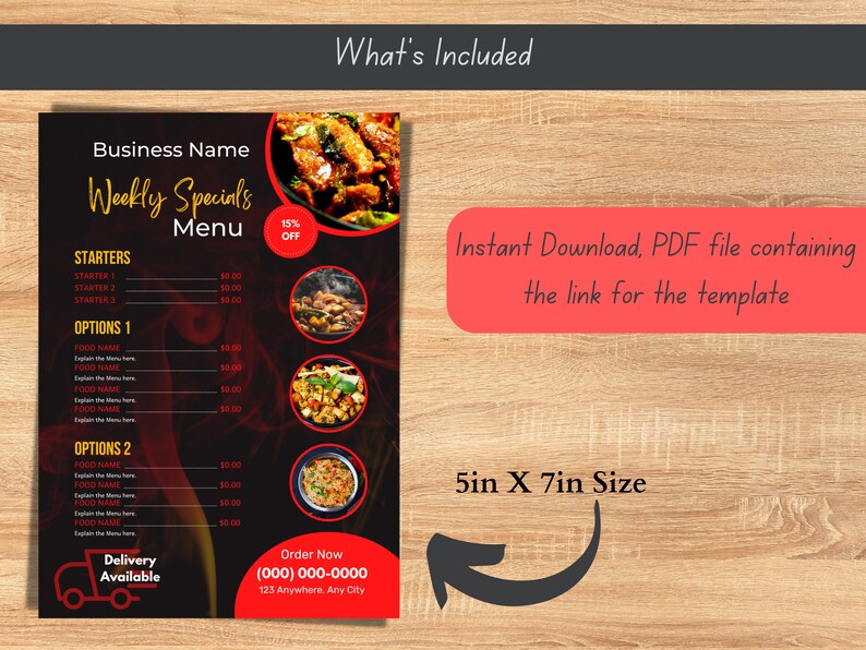 Editable Flyer Template Weekly Specials Food Menu Restaurant - Etsy