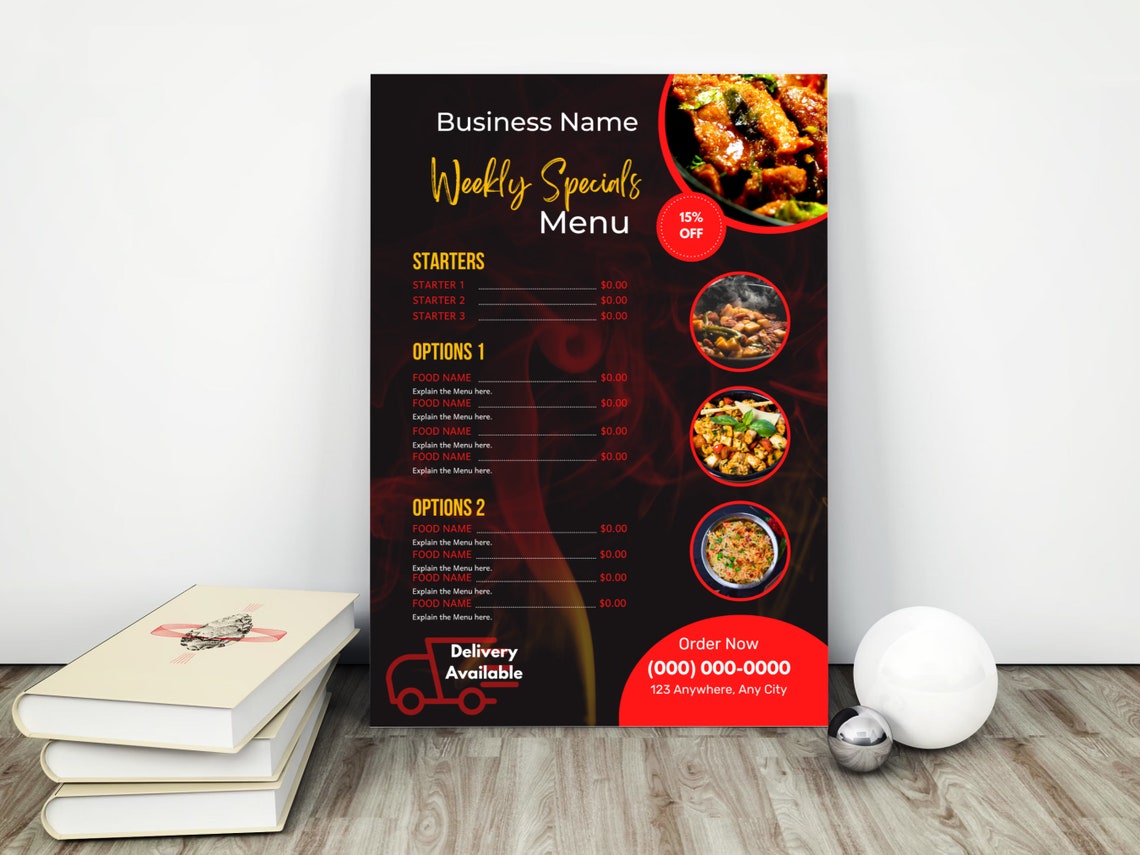 Editable Flyer Template Weekly Specials Food Menu Restaurant Menu ...