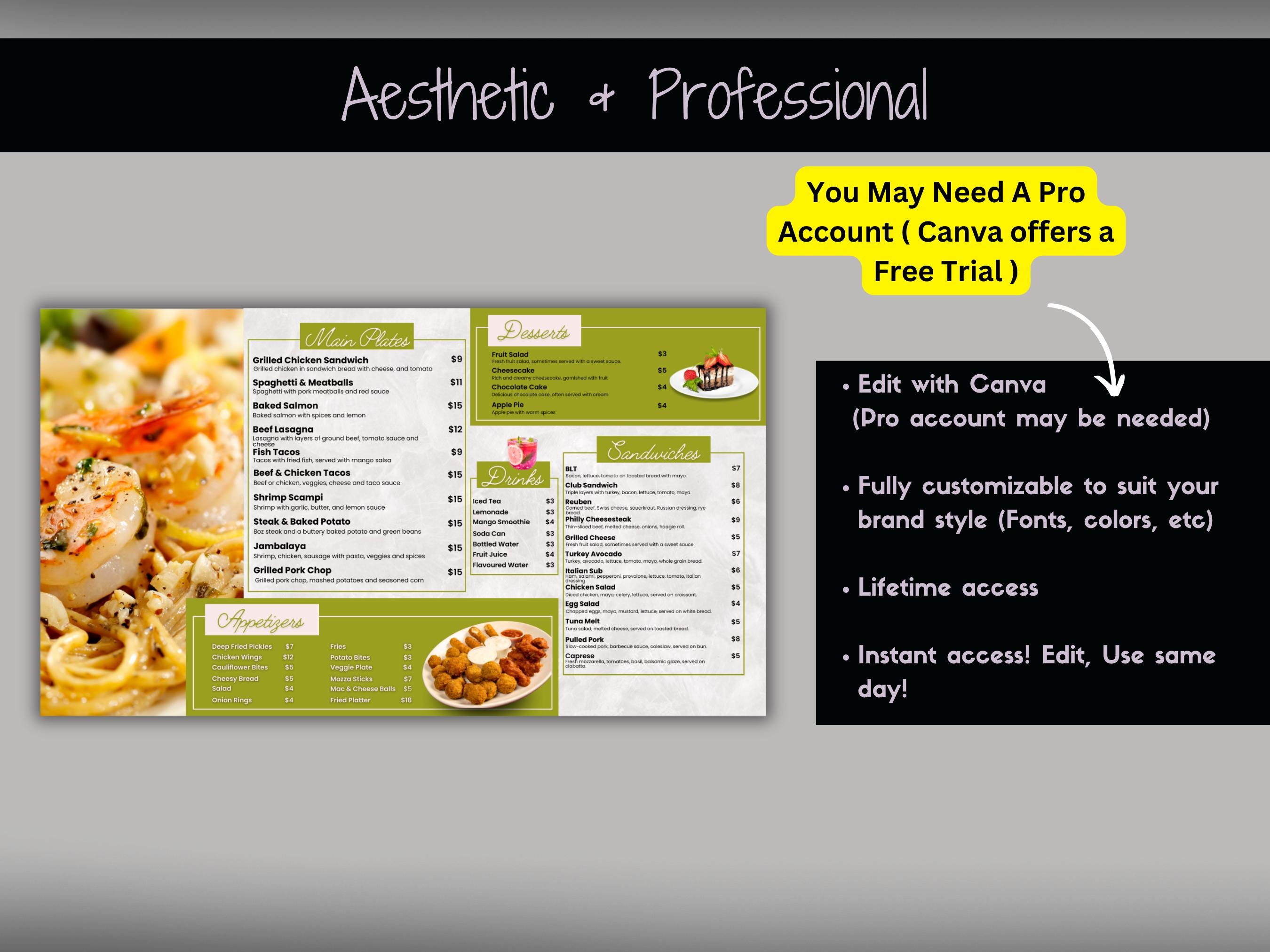 Digital Menu Display Template Static Menu Board Food Menu Monitor ...