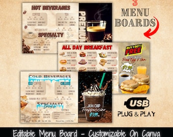 TV Menu Board Static Template Digital Menu Board Template Food Menu ...