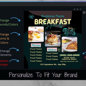 Editable Breakfast Specials Social Media Flyer Template Marketing Flyer ...