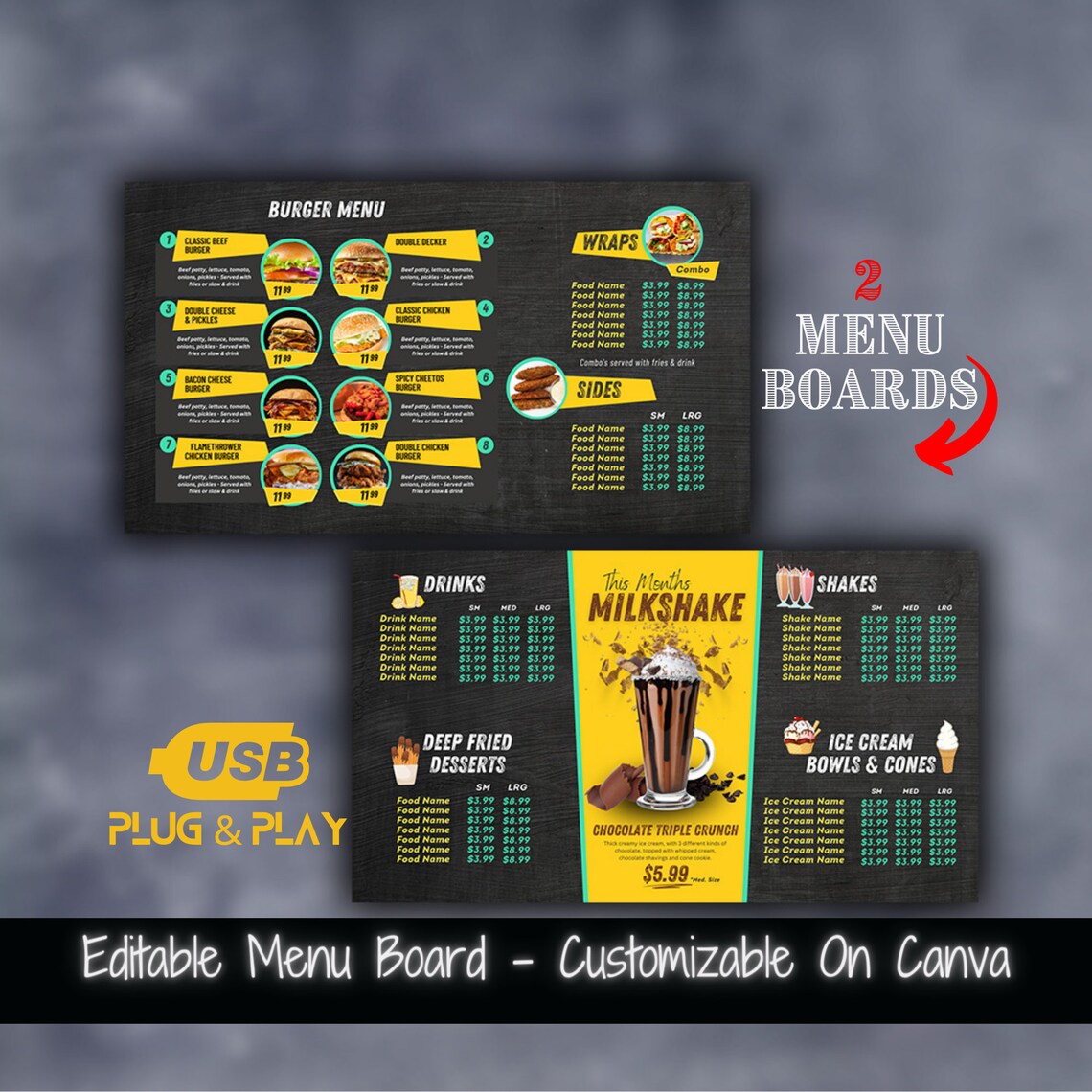 Digital Menu Display TV Menu Board Templates Static Menu Board Template ...
