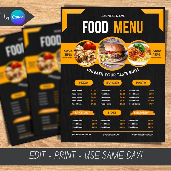 Food Truck Price List Template - Etsy