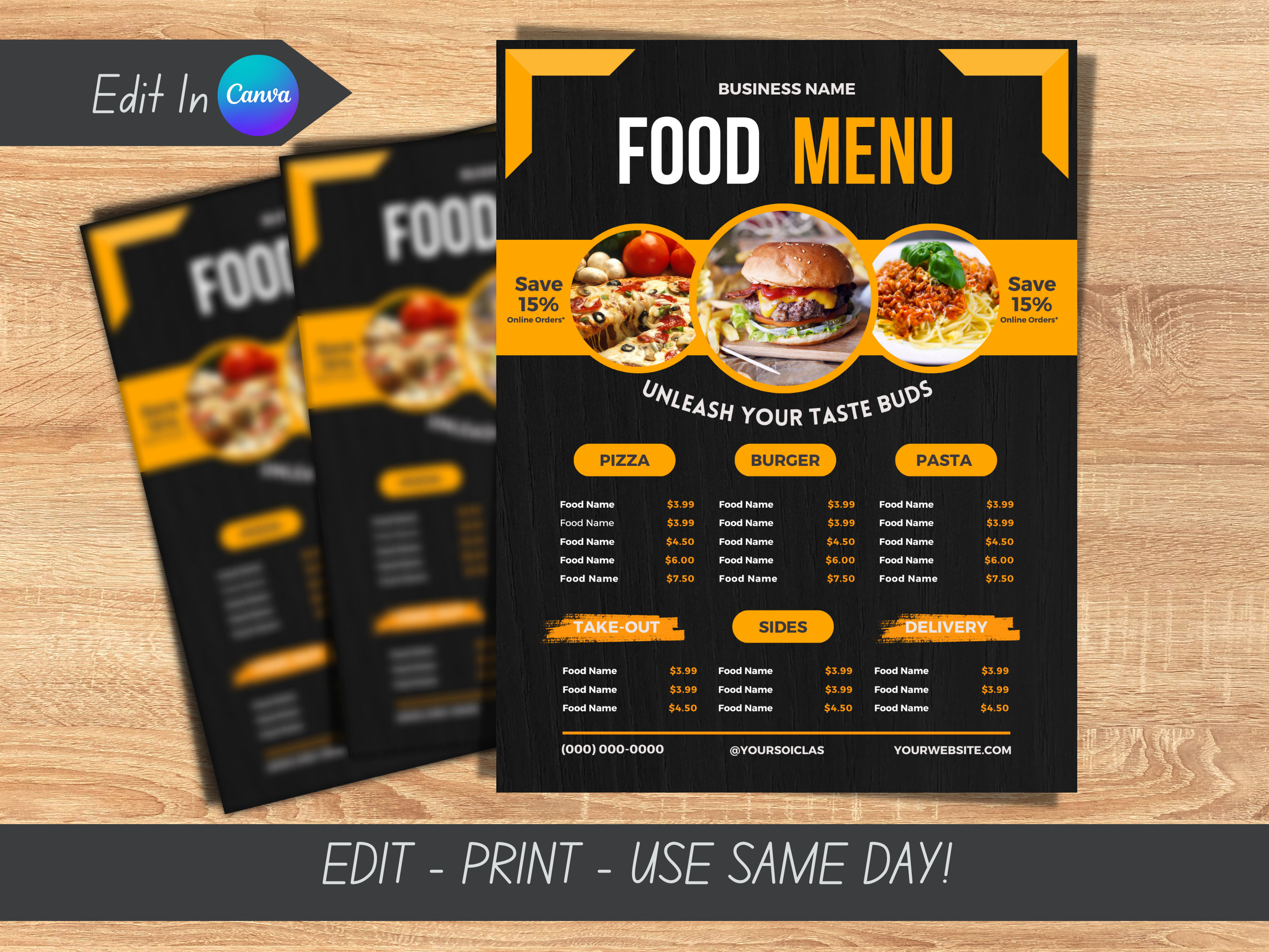 Food Menu Printable Flyer Template Printable Food Menu Price - Etsy