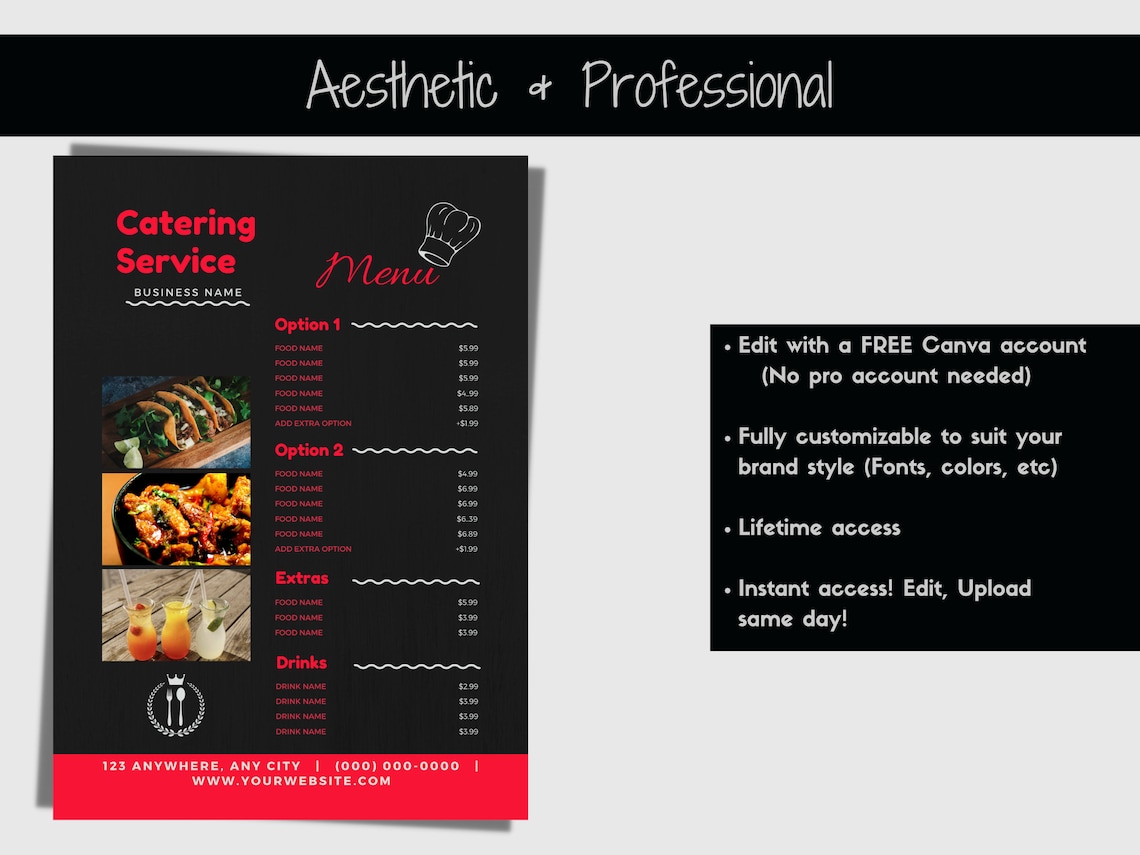 Printable Catering Menu Flyer Template Catering Services Flyer Catering ...