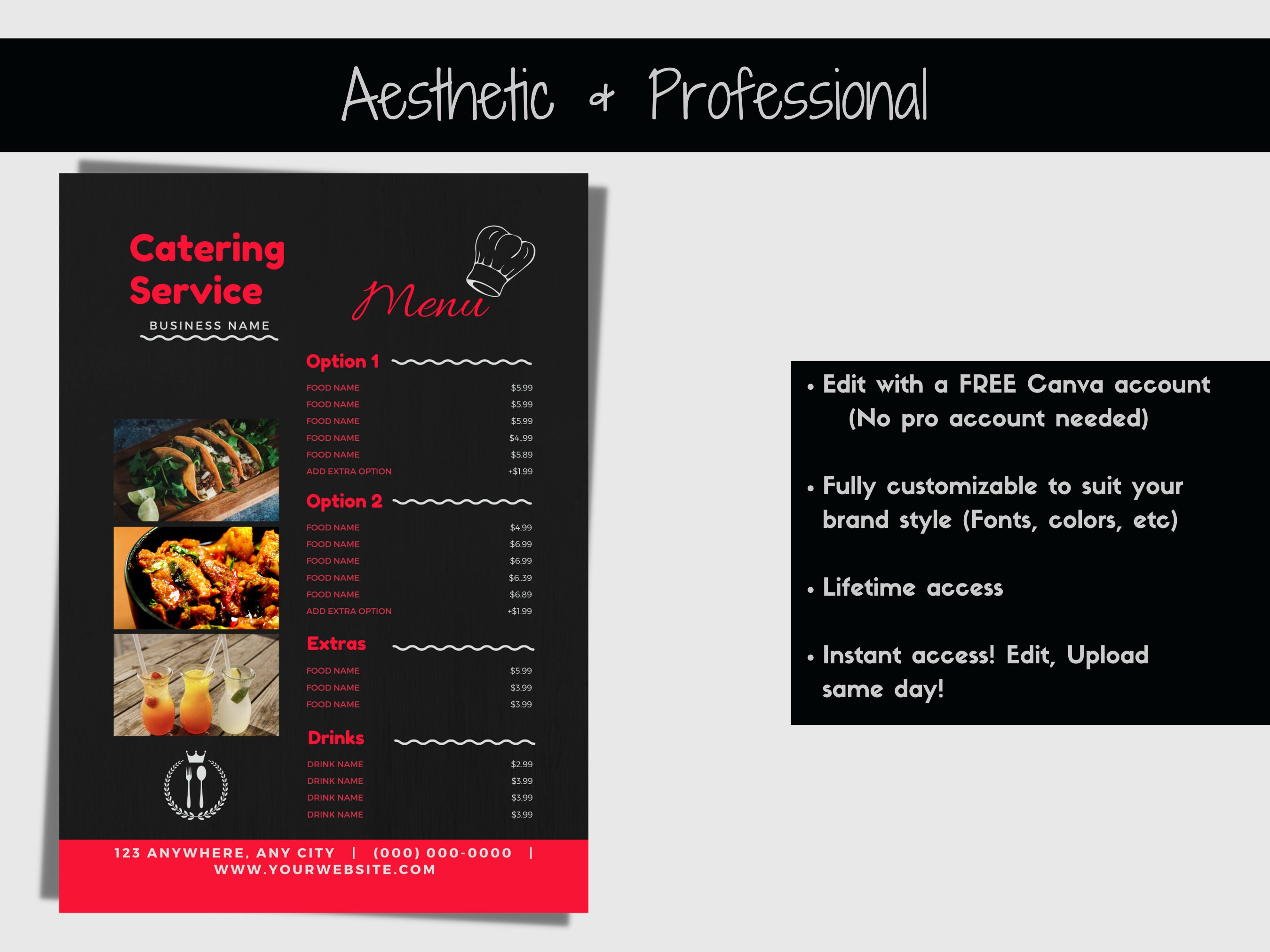 Printable Catering Menu Flyer Template Catering Services Flyer Catering ...