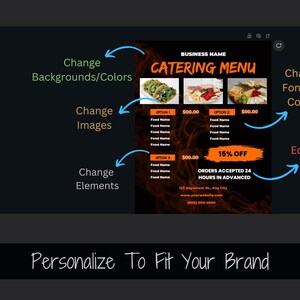 Printable Catering Menu Flyer Template, Editable Restaurant Menu ...