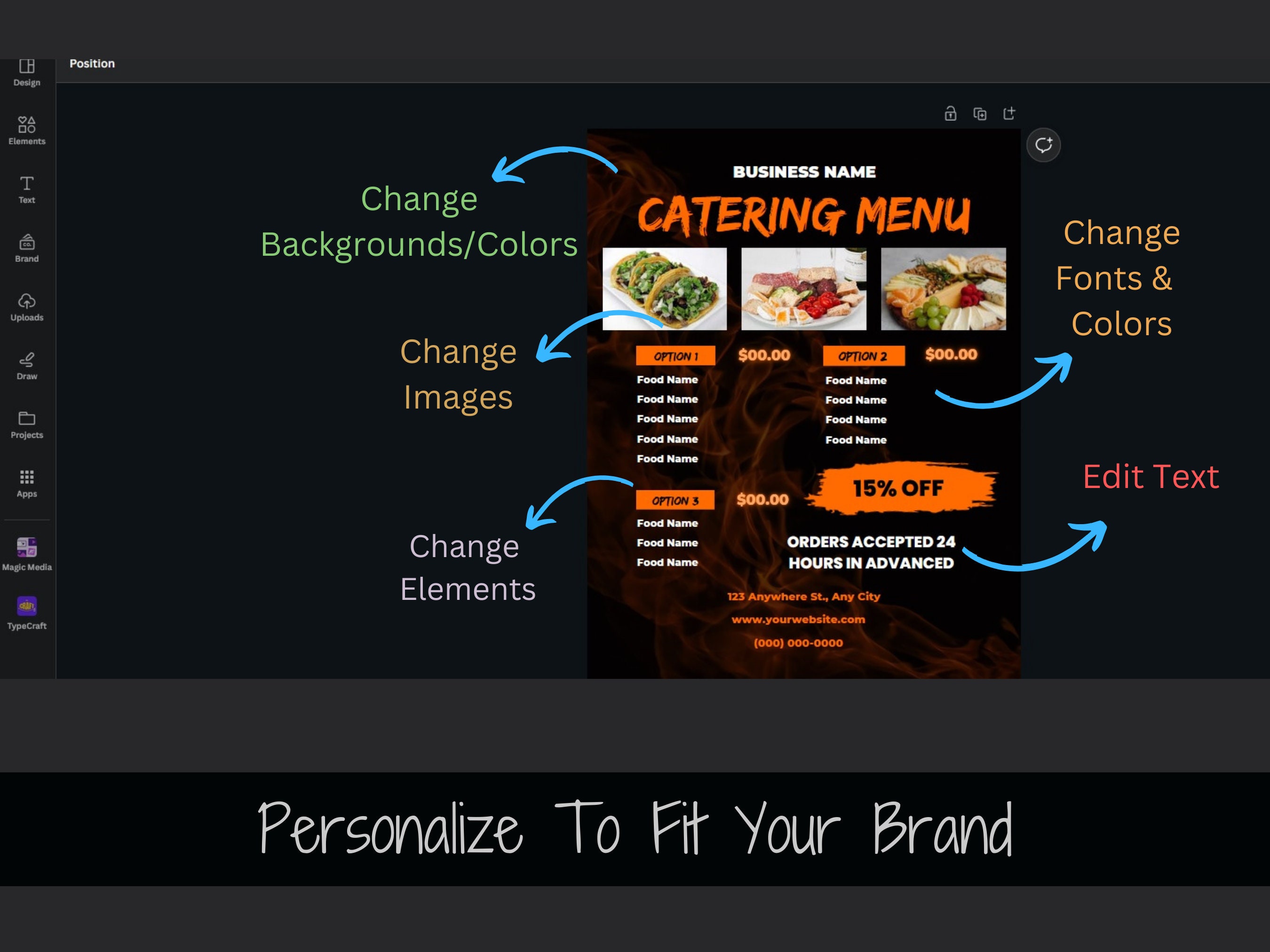 Printable Catering Menu Flyer Template, Editable Restaurant Menu ...
