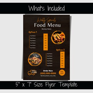 Editable Weekly Specials Flyer Template Food Menu Restaurant Menu ...