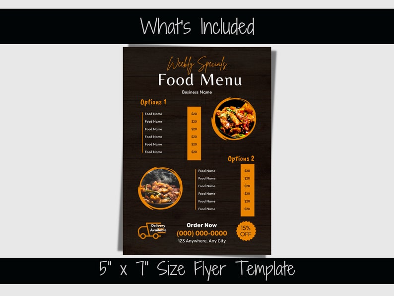 Editable Weekly Specials Flyer Template Food Menu Restaurant Menu ...