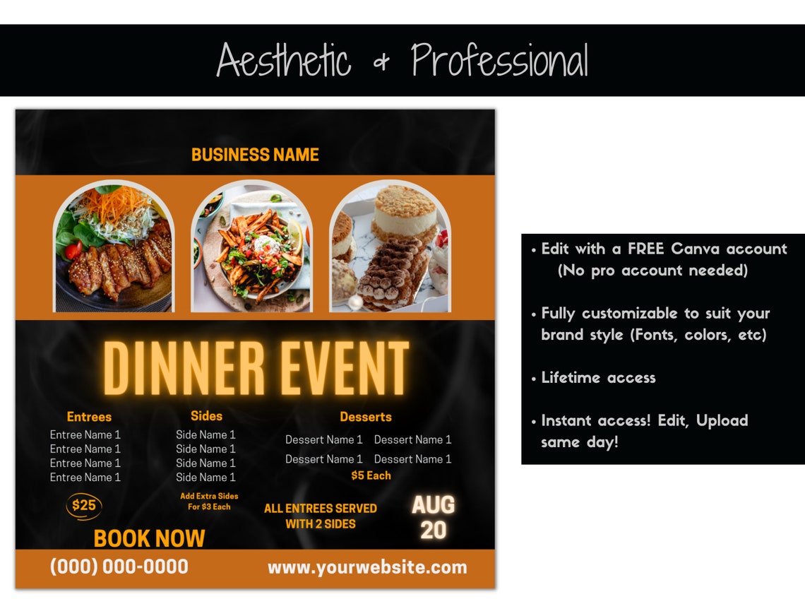 Editable Flyer Template Dinner Event Social Media Flyer Special Event ...