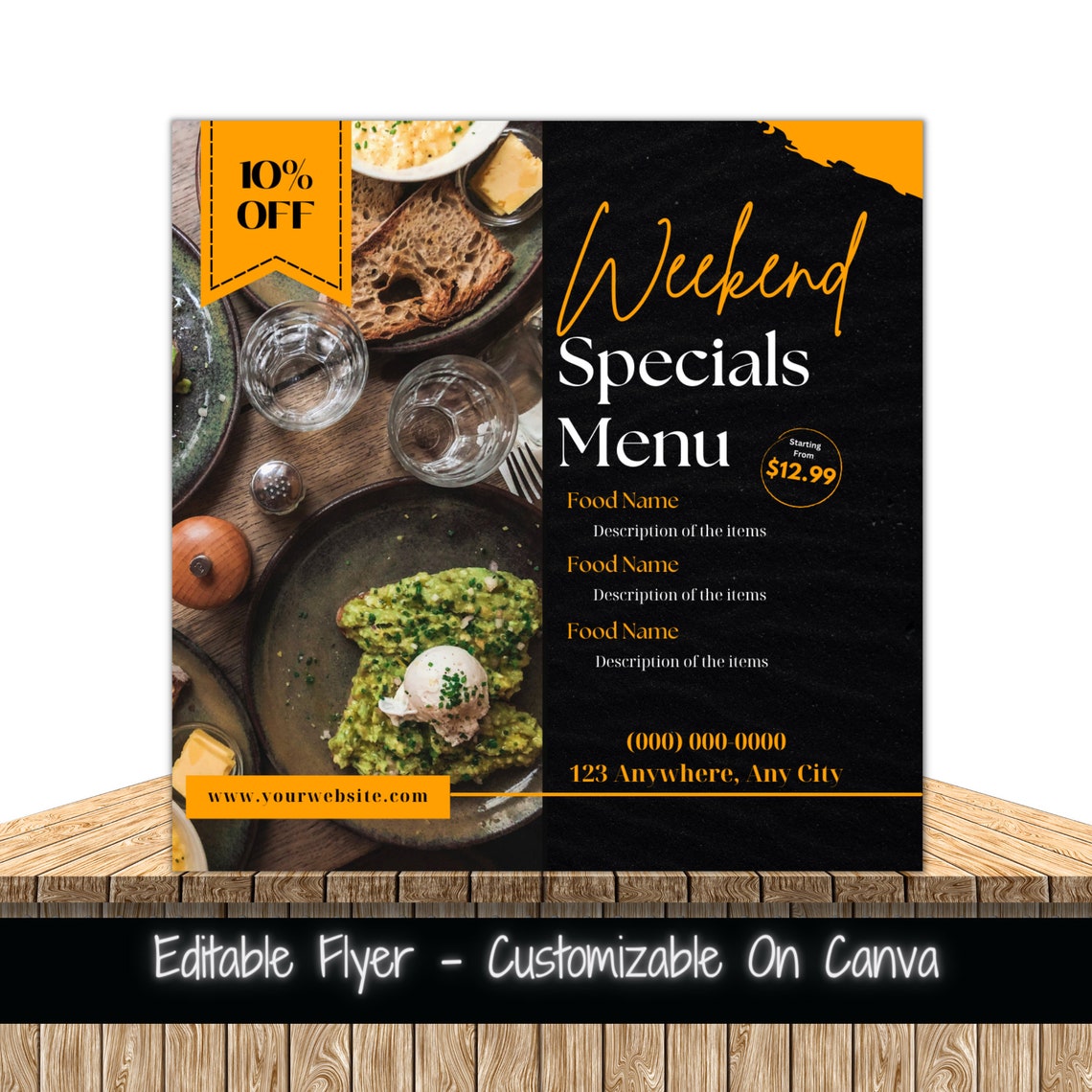 Weekend Specials Food Flyer Template (customizable on Canva) - Etsy