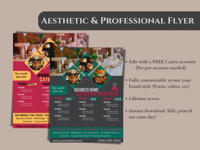 Cater Restaurant Menu Catering Flyer Template Printable Catering Flyer ...