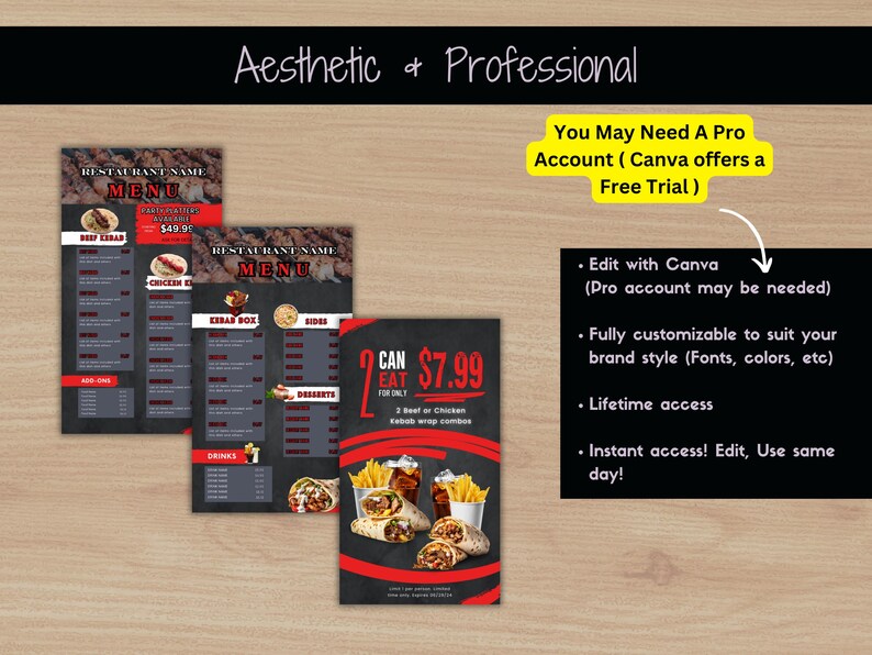 Digital Display TV Menu Board Template Static Digital Menu Board ...