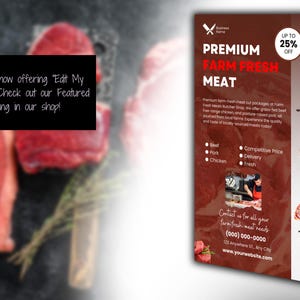 Farm Fresh Meats Printable Flyer Template Butcher Shop Flyer Business ...