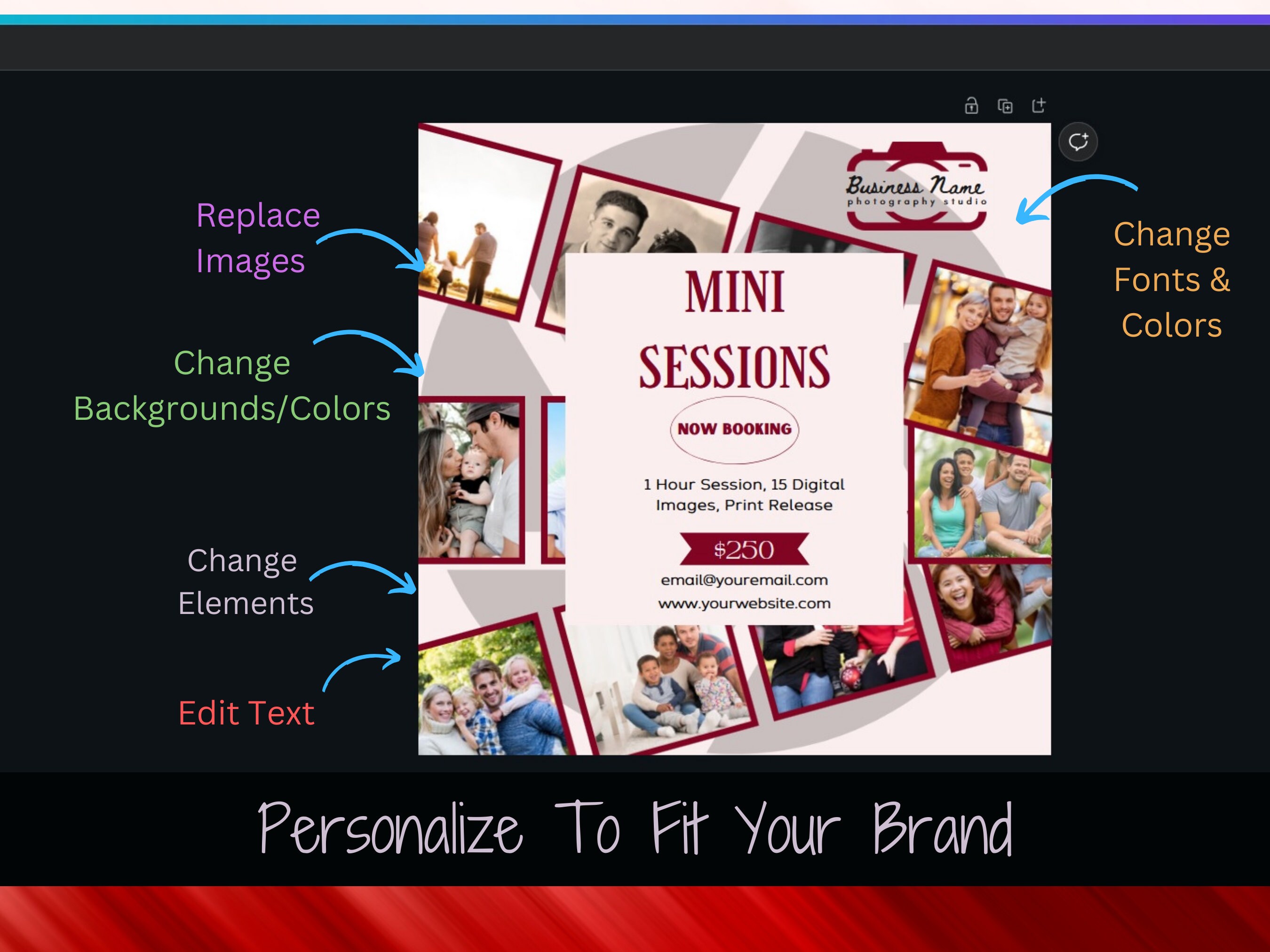 Mini Sessions Editable Flyer Template for Photographers Service Flyer ...