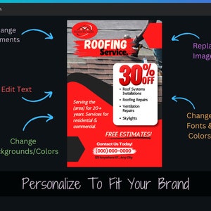 Printable Roofing Services Flyer Template Editable Service Flyer Roof ...