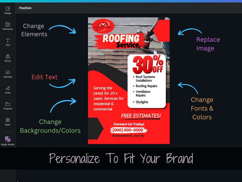 Printable Roofing Services Flyer Template Editable Service Flyer Roof ...