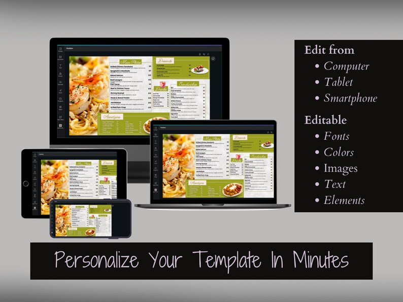 Digital Menu Display Template Static Menu Board Food Menu Monitor ...