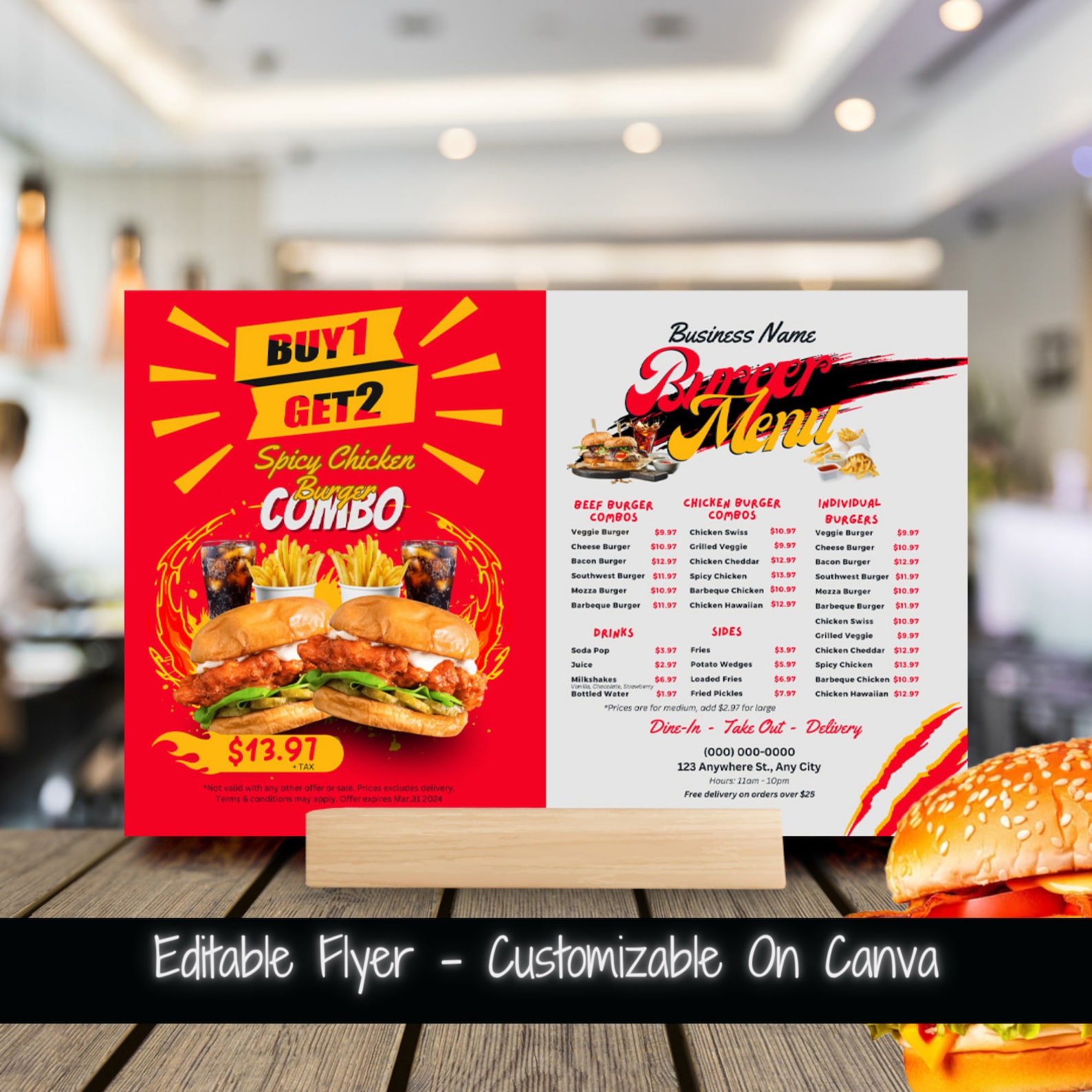 Printable Burger Menu Template Food Menu Flyer Restaurant Menu Template ...