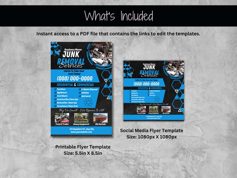 Junk Removal Service Flyer Templates Printable Flyer Social Media Flyer ...