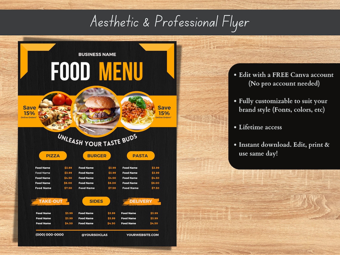 Food Menu Printable Flyer Template Printable Food Menu Price List ...