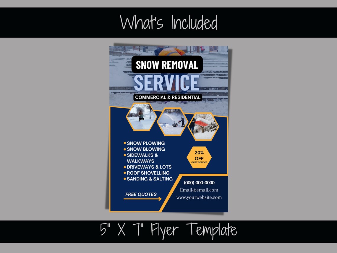 Snow Removal Service Flyer Template, Business Advertising (printable ...