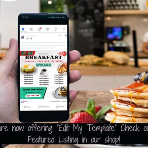 Breakfast Specials Marketing Social Media Flyer Template Editable ...